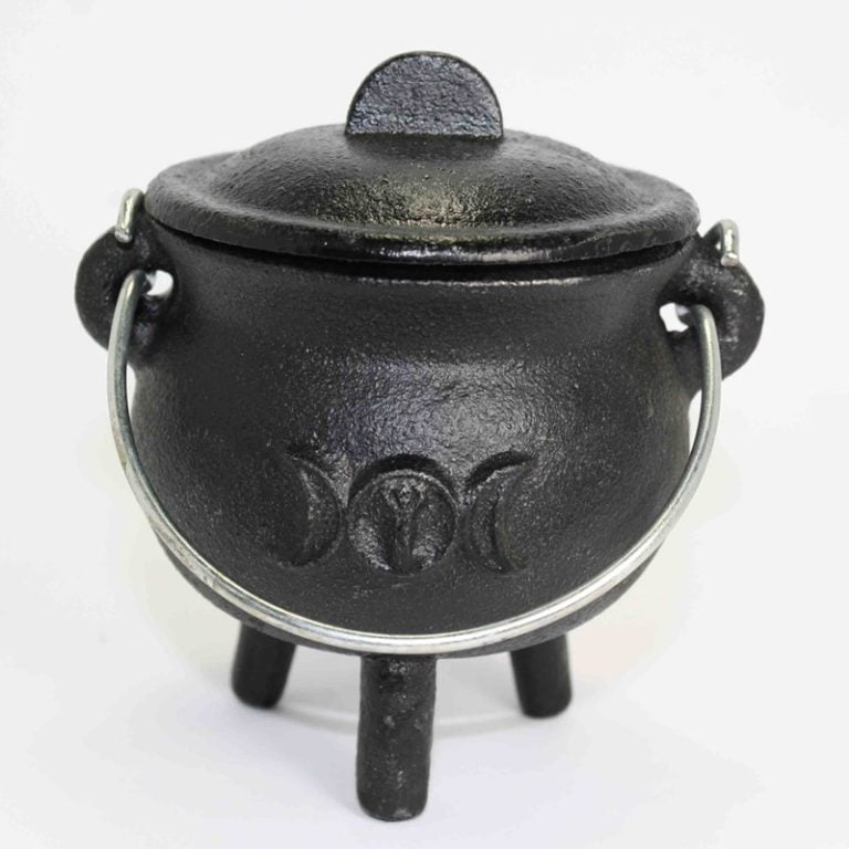 Small Cast Iron Cauldron: Triple Moon Goddess - The Zen Shop
