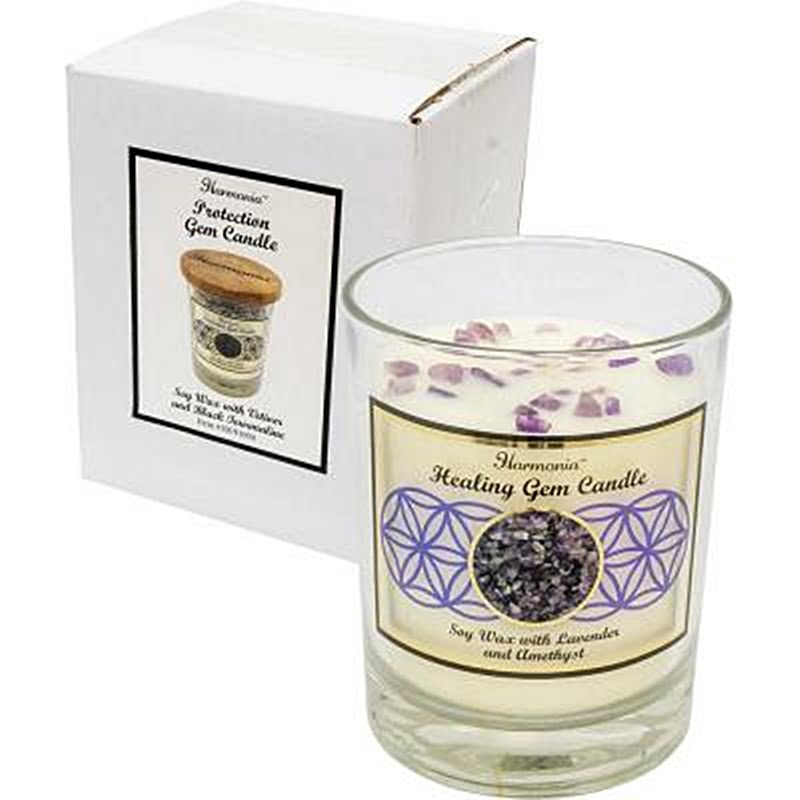 Amethyst Healing Gemstone Candle 9oz - The Zen Shop