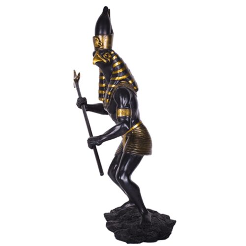 Horus with Spear Black & Gold Statue - The Zen Shop