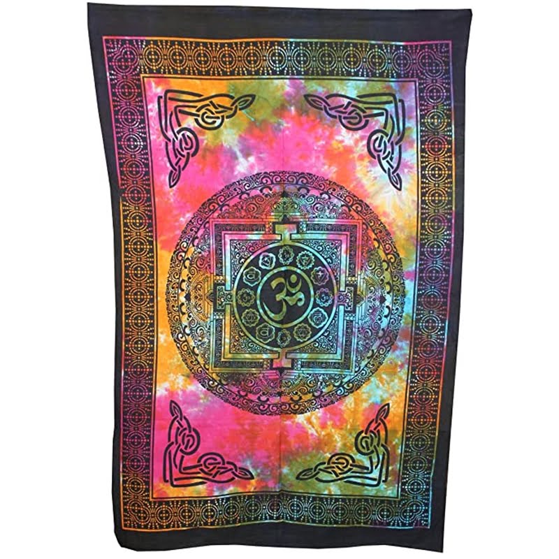 Om Symbol Chakras Celtic Tie Dye Large Tapestry - The Zen Shop