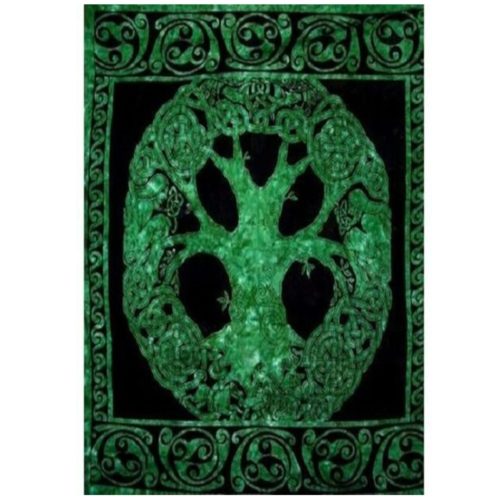 Tree of Life Celtic Design Dark Green Large Tapestry - The Zen Shop