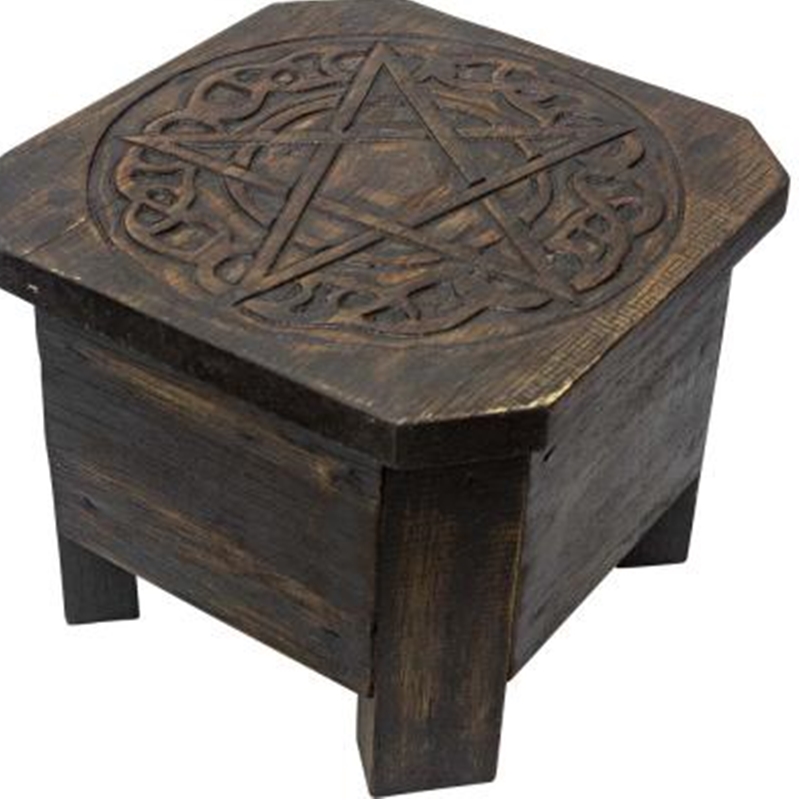 Wooden Celtic Pentacle Altar Table - The Zen Shop